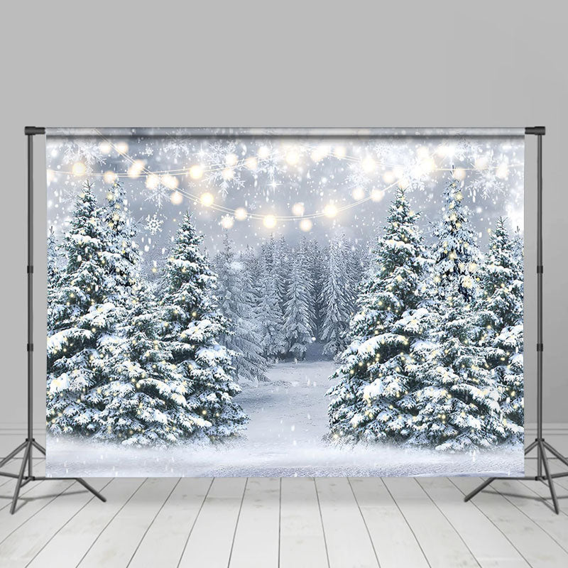 Heavy Snowy Pine Forest Bokeh Photo Winter Backdrop - Lofaris