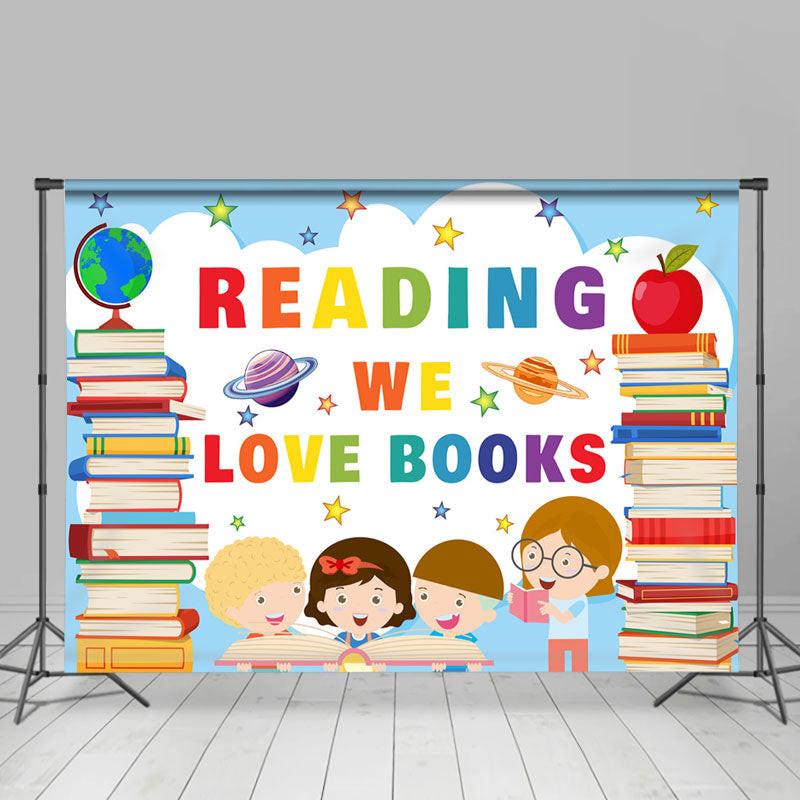 Reading We Love Books School Classroom Backdrop - Lofaris
