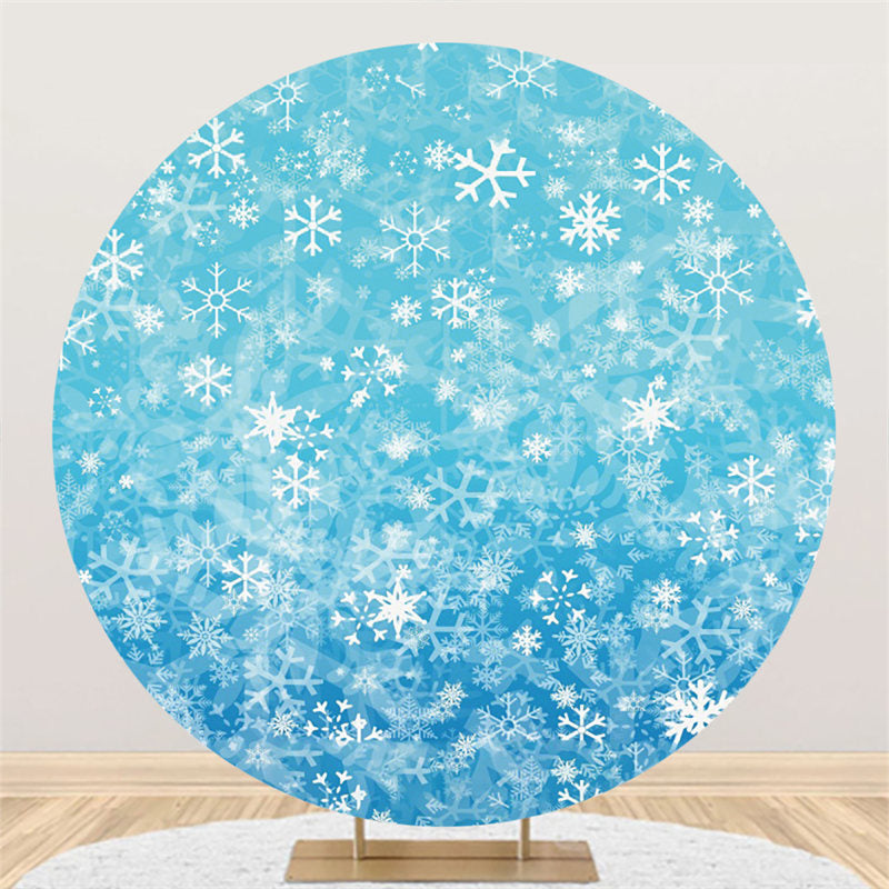 Frozen Blue Snowflake Winter Simple Round Backdrop – Lofaris