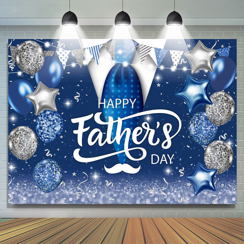 Glitter Navy Blue Balloons Happy Fathers Day Backdrop Lofaris