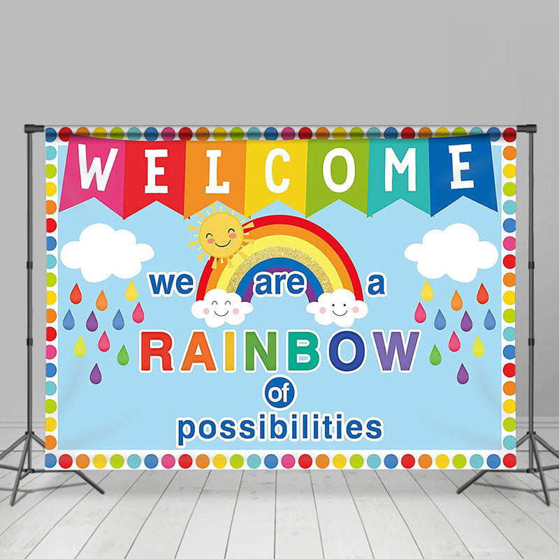 We Are Rainbow Blue Sky Welcome Back To School Backdrop – Lofaris