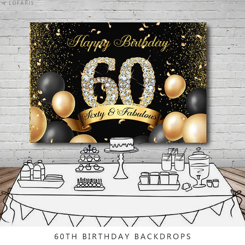 Custom 60th Birthday Backdrops for Photo
