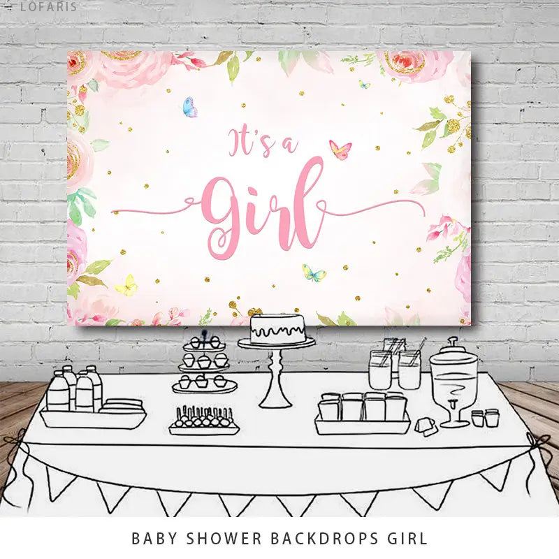 Personalized Girl Baby Shower Party Backdrops