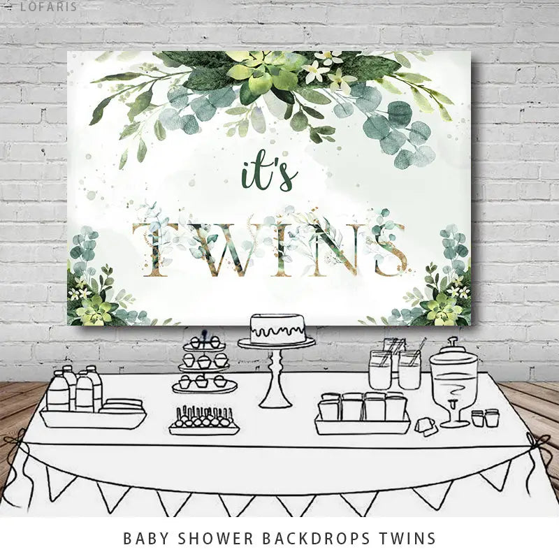 Custom Cheap Baby Shower Backdrops for Twins