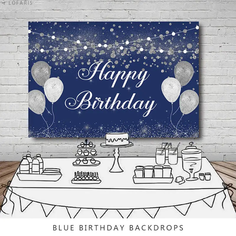 Blue Birthday Backdrops for Party Decor