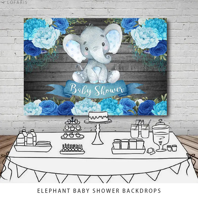 Personalized Elephant Baby Shower Backdrops