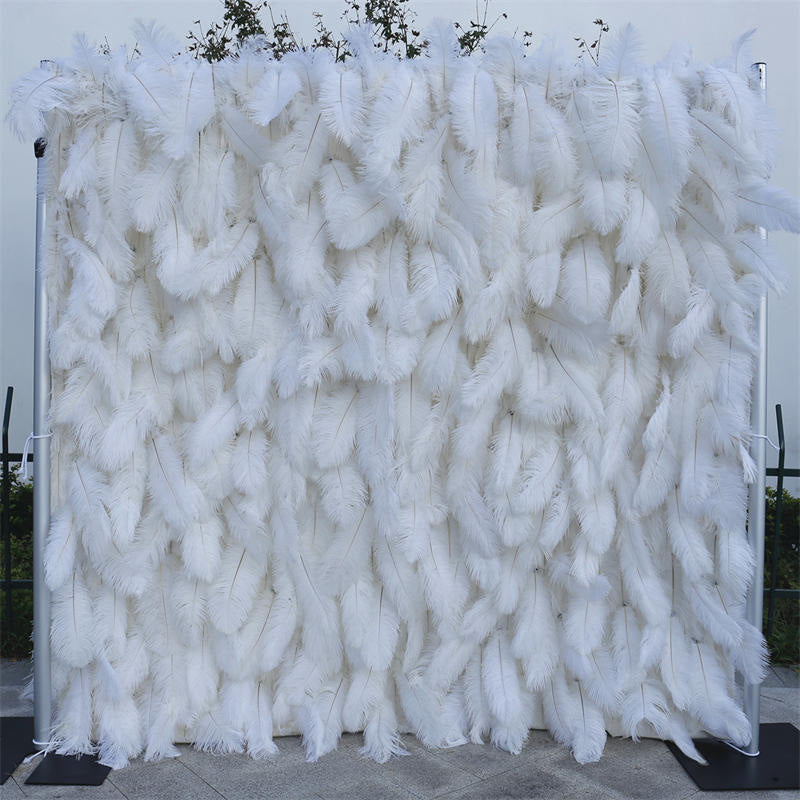 3D White Feather Wall Bridal Shower Party Backdrop - Lofaris