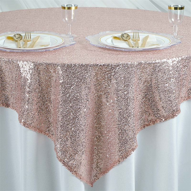 60X60 Inch Duchess Sequin Square Table Overlay - Lofaris