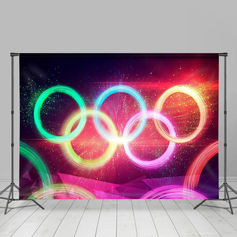 Abstract Colorful Paris 2024 Olympic Rings Backdrop - Lofaris