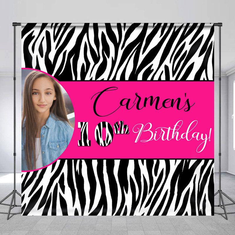 Abstract Zebra Texture Custom 10th Birthday Backdrop - Lofaris
