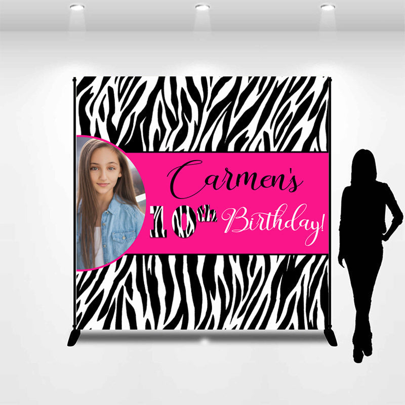Abstract Zebra Texture Custom 10th Birthday Backdrop - Lofaris