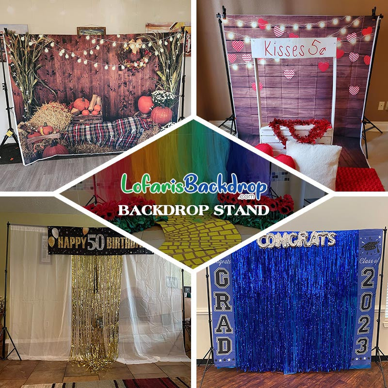 Metal 10x6.5ft/3x2m Adjustable Backdrop Stand with Clips – Lofaris