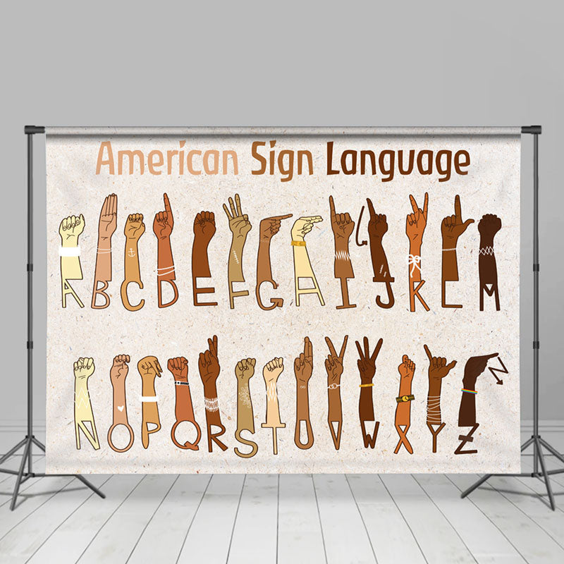 American Sign Language Hands Alphabet Party Backdrop - Lofaris