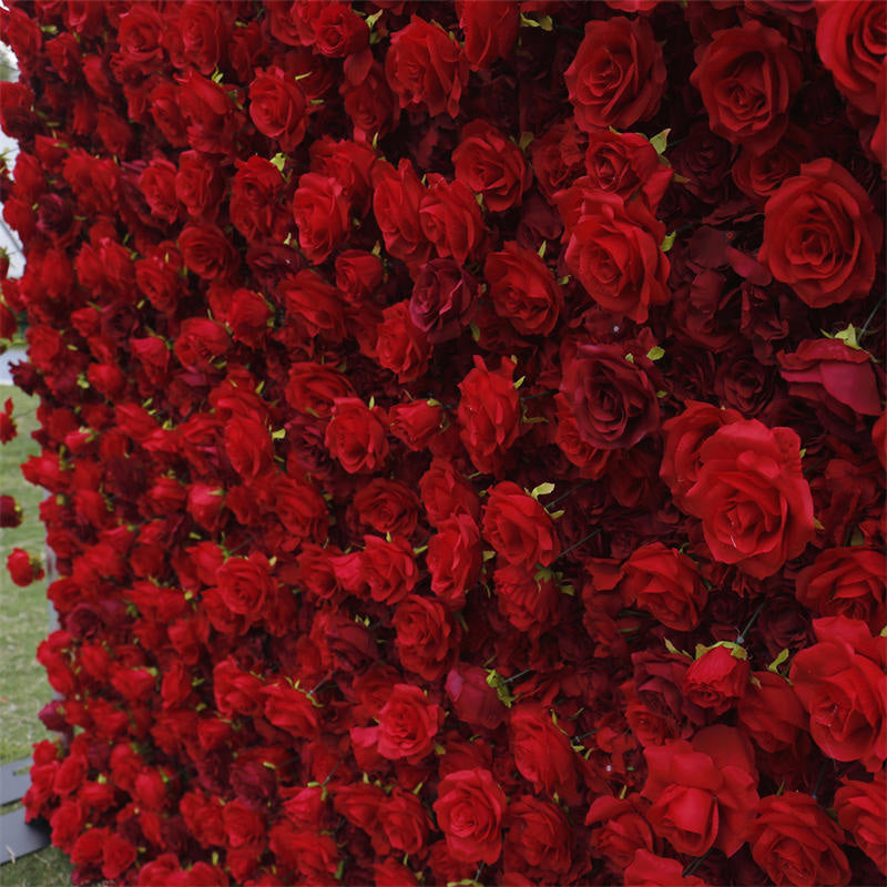 Artificial Red Floral Wall For Wedding Party Decor - Lofaris