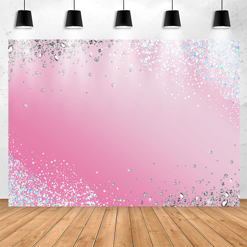 Blue Silver Diamond Sparkling Pink Backdrop For Party - Lofaris