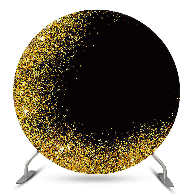 Bokeh Gold Black Glitter Round Party Backdrop Cover – Lofaris