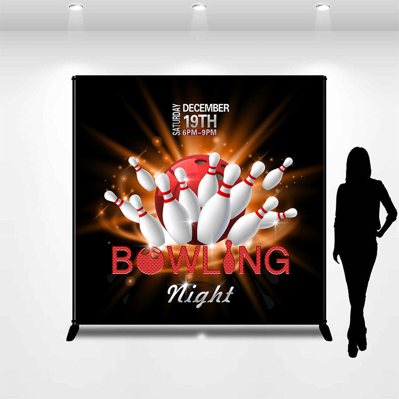 Bowling Night Personalized Birthday Party Backdrop - Lofaris