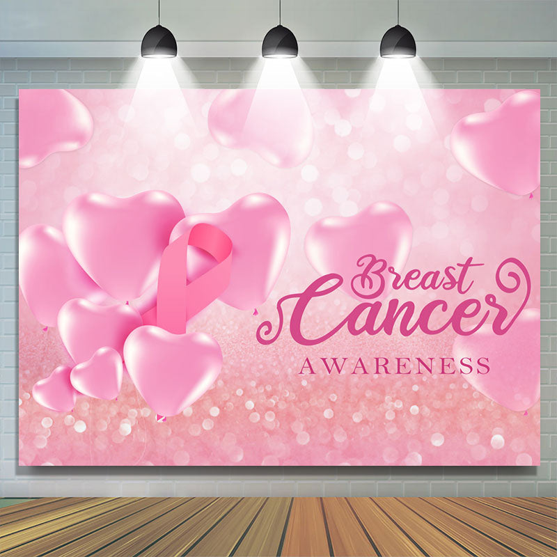 Breast Cancer Awareness Bokeh Pink Heart Backdrop - Lofaris