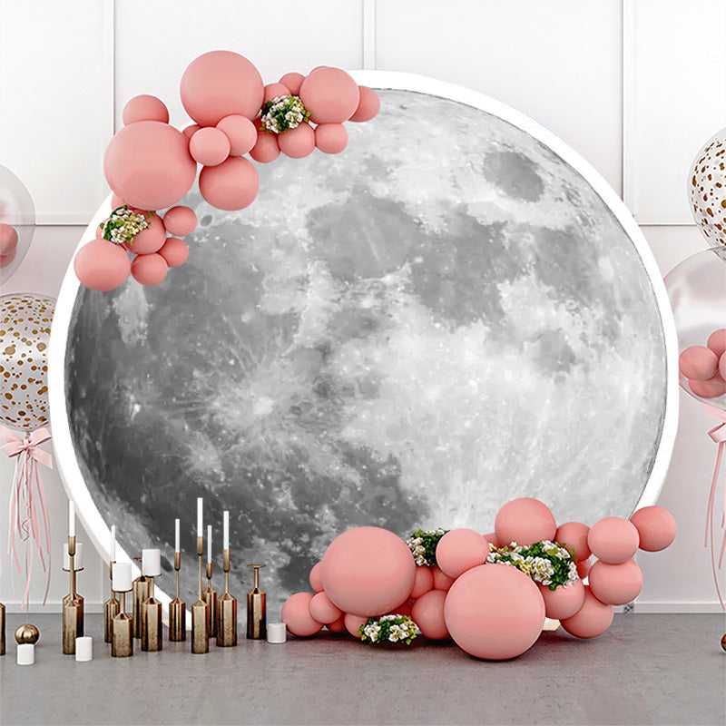 Bright Moon Surface Craters Circle Birthday Backdrop - Lofaris