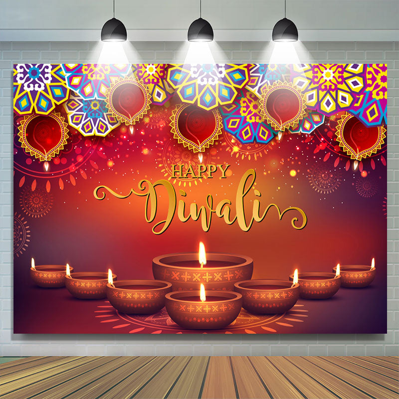 Candle Lights Happy Diwali Indian Festival Backdrop - Lofaris