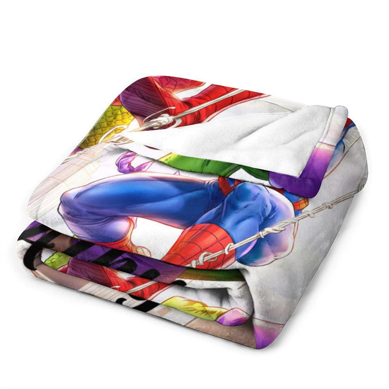 City Flying Hero Green Monster Cobweb Custom Blanket - Lofaris