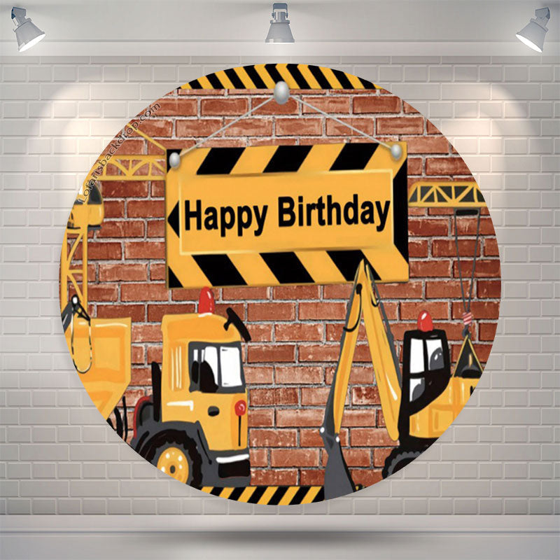Construction Theme Circle Backdrop For Birthday Party – Lofaris