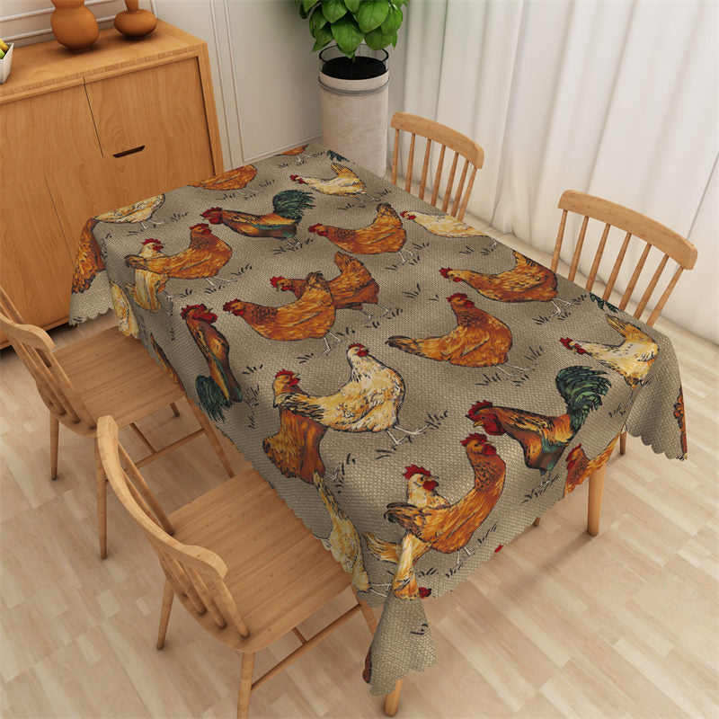 Country Chicken Decorative Rectangle Tablecloth - Lofaris