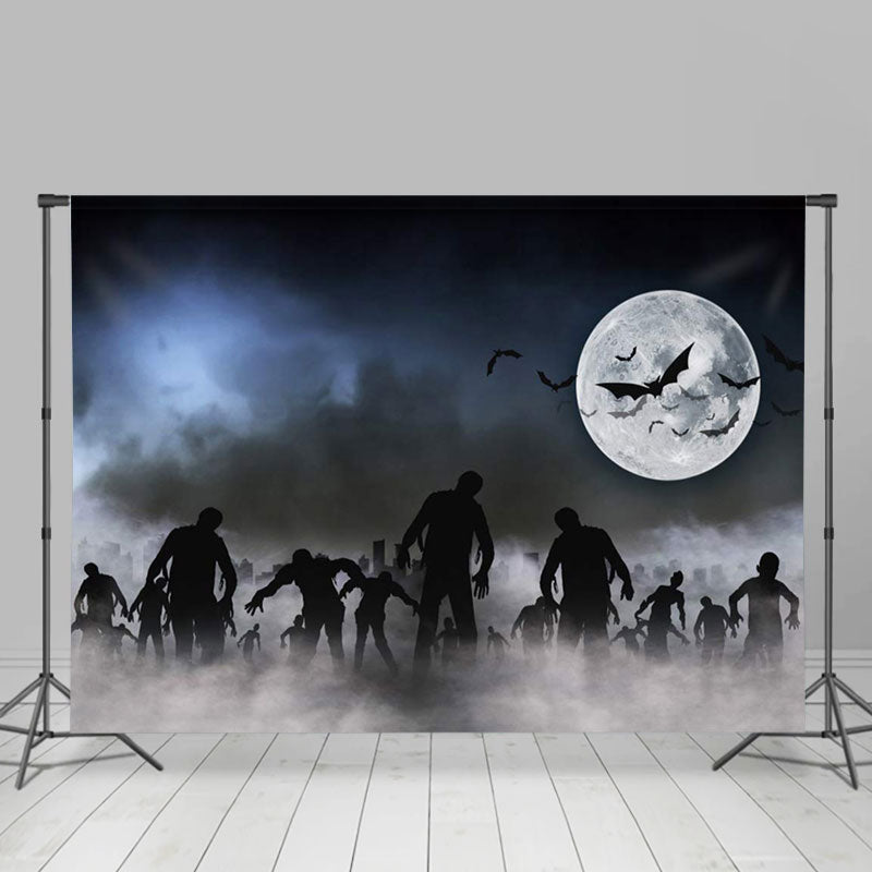 Creepy Graveyard Halloween Zombies Party Backdrop - Lofaris