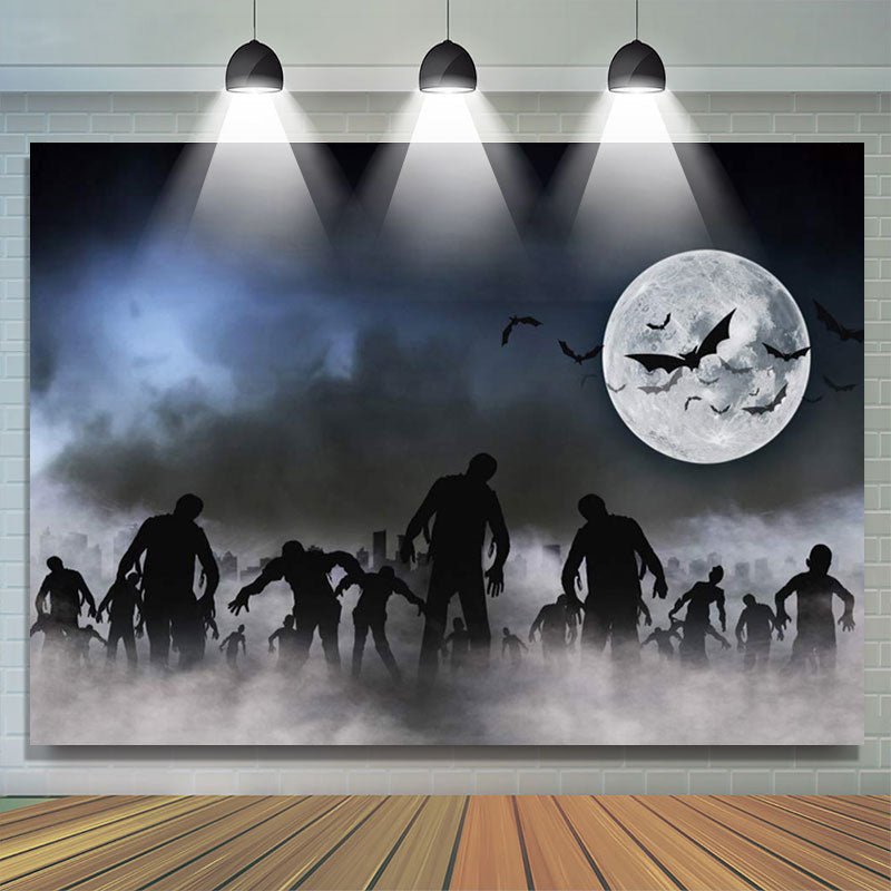 Creepy Graveyard Halloween Zombies Party Backdrop - Lofaris