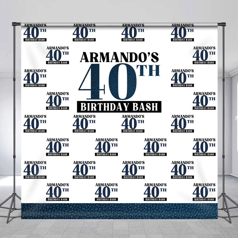 Custom Blue Step And Repeat 40th Birthday Backdrop - Lofaris