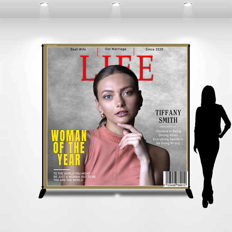 Custom Photo Magazine Birthday Backdrop For Women - Lofaris