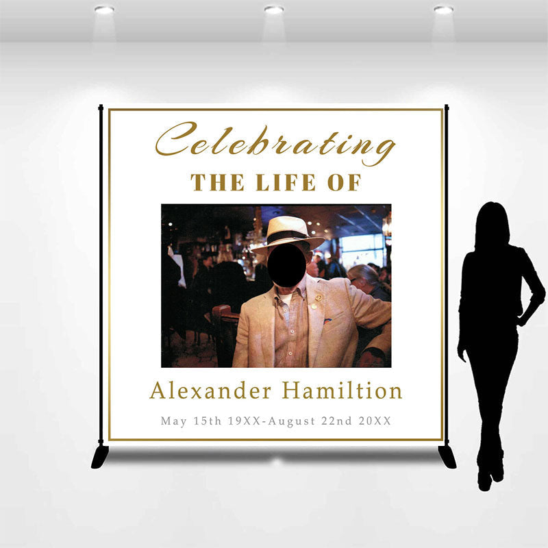 Custom Photo White Celebrating Life Memorial Backdrop - Lofaris