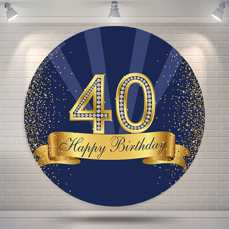 Dark Blue Glitter Round 40th Birthday Backdrop Cover – Lofaris