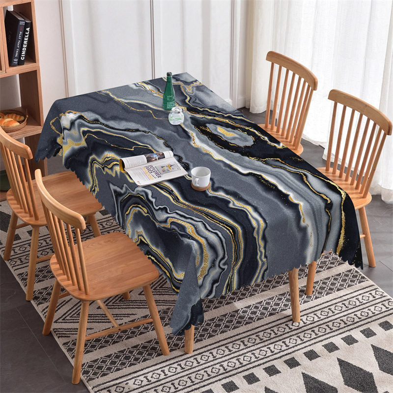 Dark Grey Artistic Liquid Marble Square Tablecloth - Lofaris