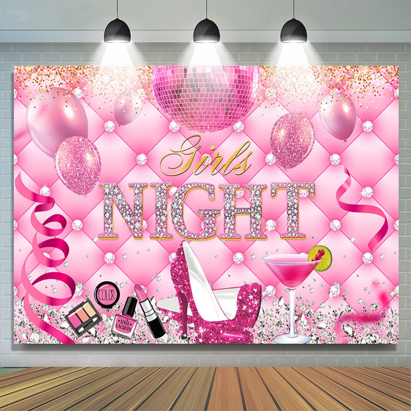 Diamond Pink Heels Makeup Girls Night Party Backdrop - Lofaris