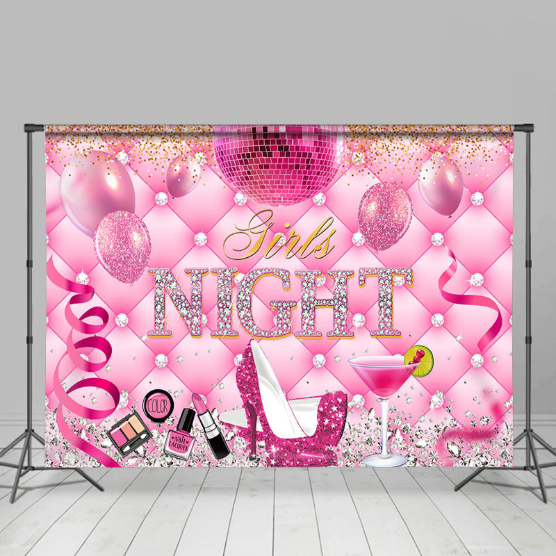 Diamond Pink Heels Makeup Girls Night Party Backdrop - Lofaris