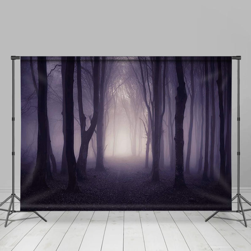 Dim Misty Silent Forest Backdrop For Halloween Decor - Lofaris
