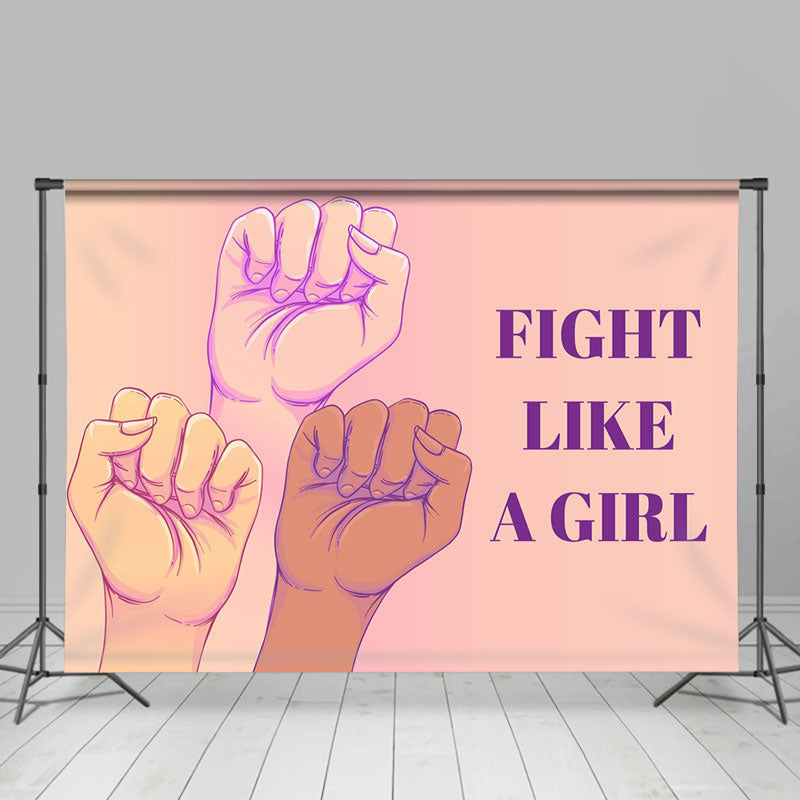 Fight Like A Girl Three Color Punchs Feminist Backdrop - Lofaris
