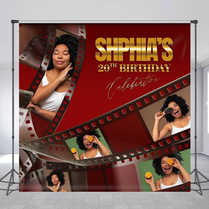 Film Strip 20th Birthday Custom Photo Backdrop - Lofaris