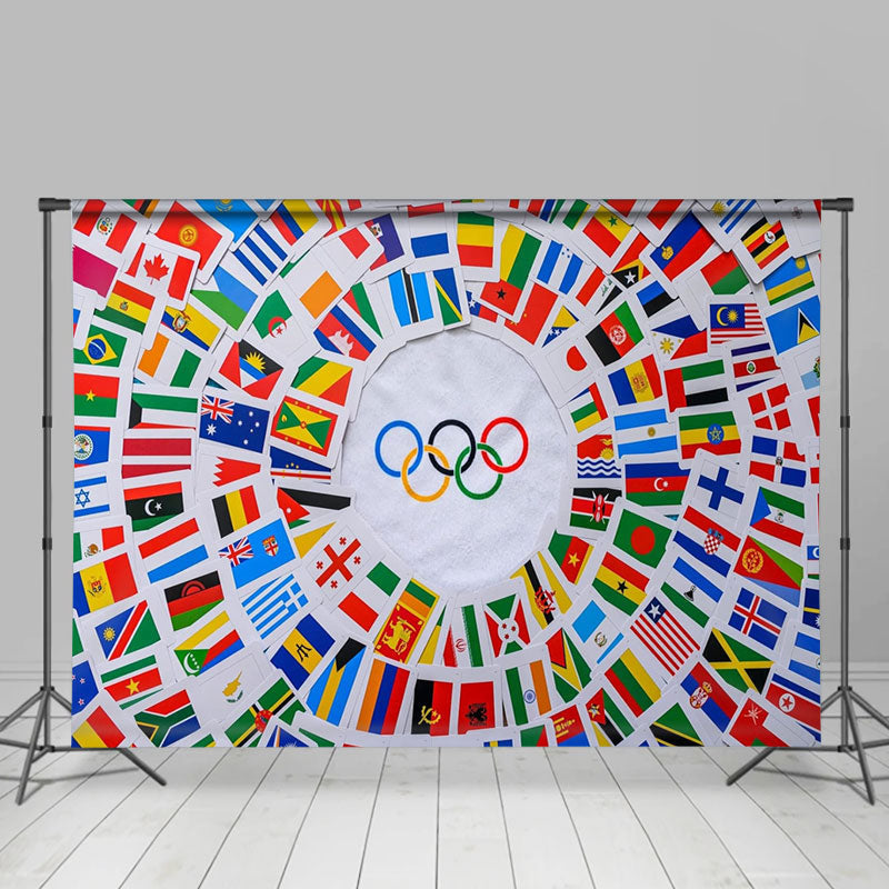 Flags Of The World Sports Rings Olympic Backdrop - Lofaris