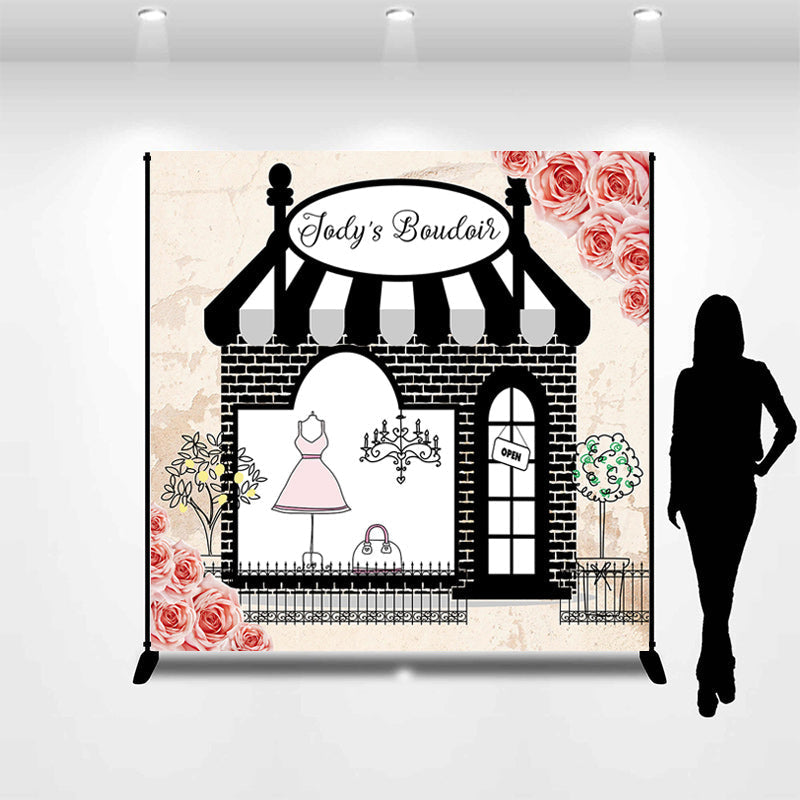 Floral Boudoir Personalized Party Backdrop For Girls - Lofaris