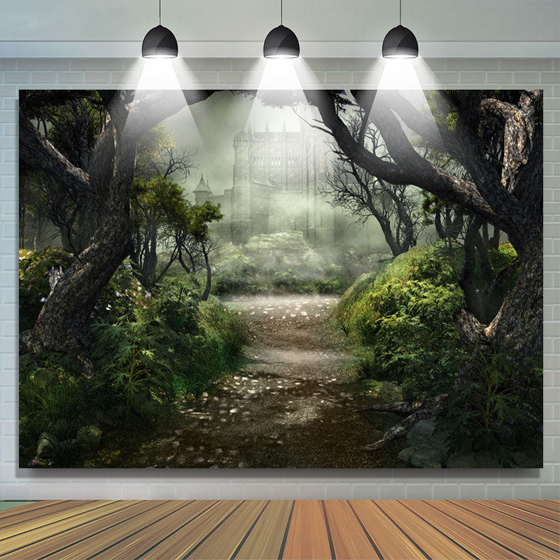Forest Scenery Castle Tree Fantastic Photo Backdrop - Lofaris