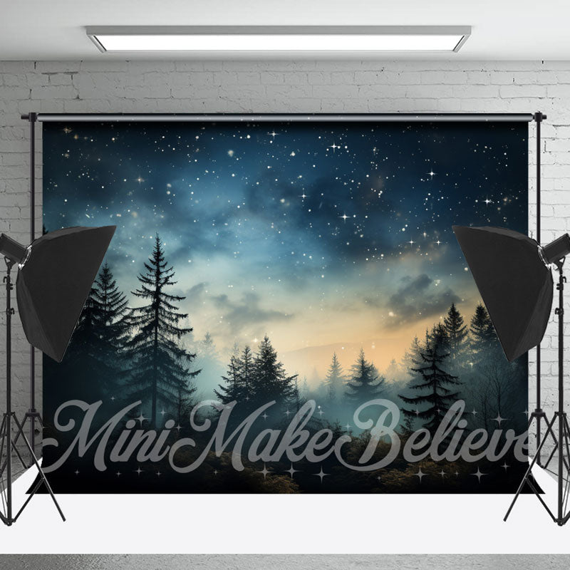 Forest Starry Sky Night Scene Photography Backdrop - Lofaris