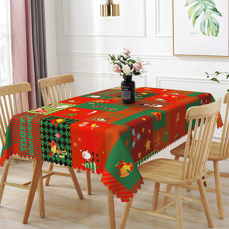 Gingerbread Bell Santa Christmas Trees Tablecloth - Lofaris