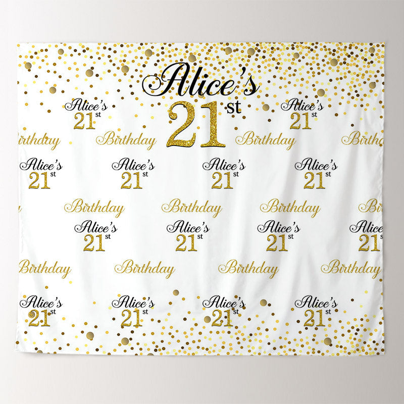 Glitter Step And Repeat Custom 21St Birthday Backdrop - Lofaris