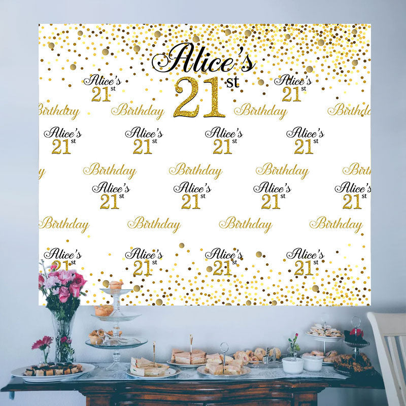 Glitter Step And Repeat Custom 21St Birthday Backdrop - Lofaris