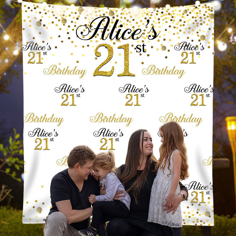 Glitter Step And Repeat Custom 21St Birthday Backdrop - Lofaris