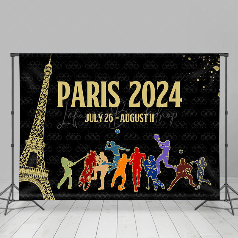 Golden Paris Tower Olympic Games 2024 Sport Backdrop - Lofaris