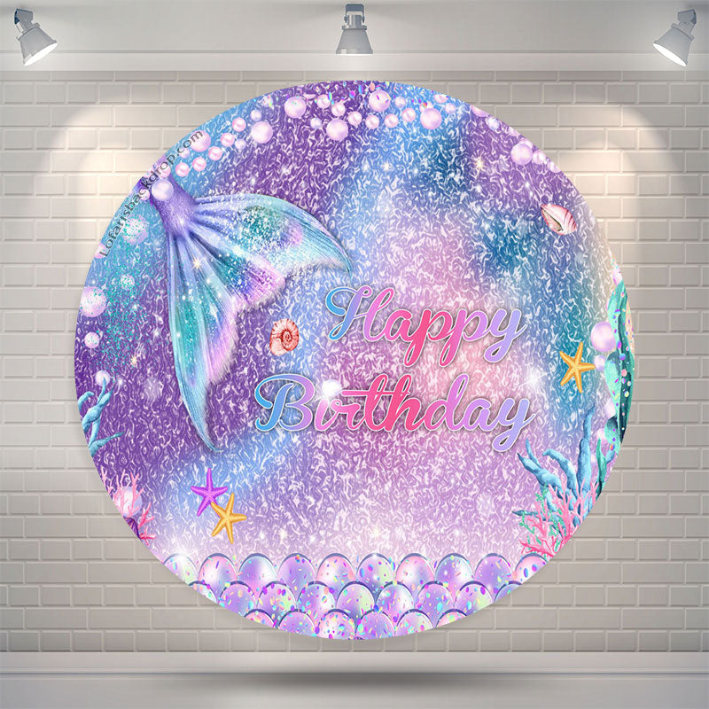 Gradient Sparkling Mermaid Round Birthday Backdrop – Lofaris