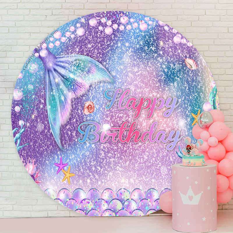 Gradient Sparkling Mermaid Round Birthday Backdrop – Lofaris